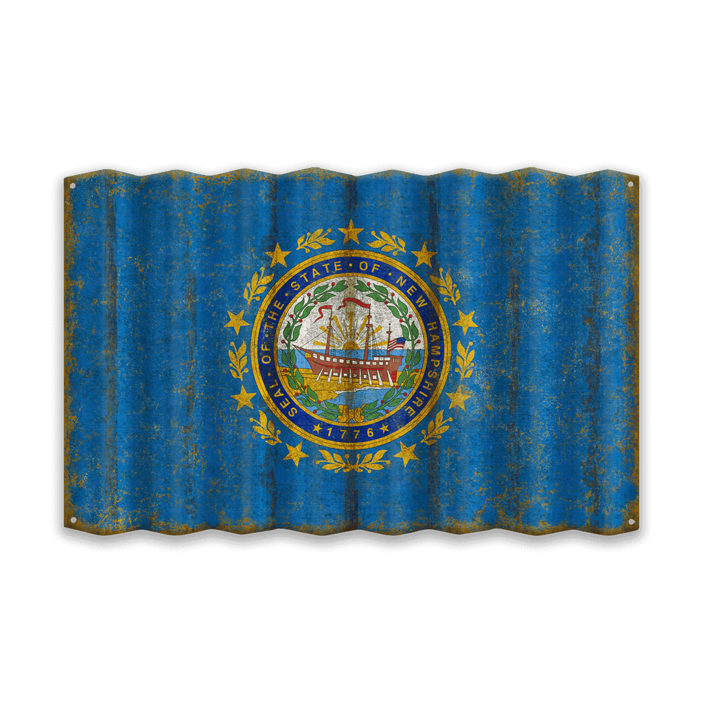 New Hampshire State Flag - Corrugated Metal Wall Art – Old Wood Signs