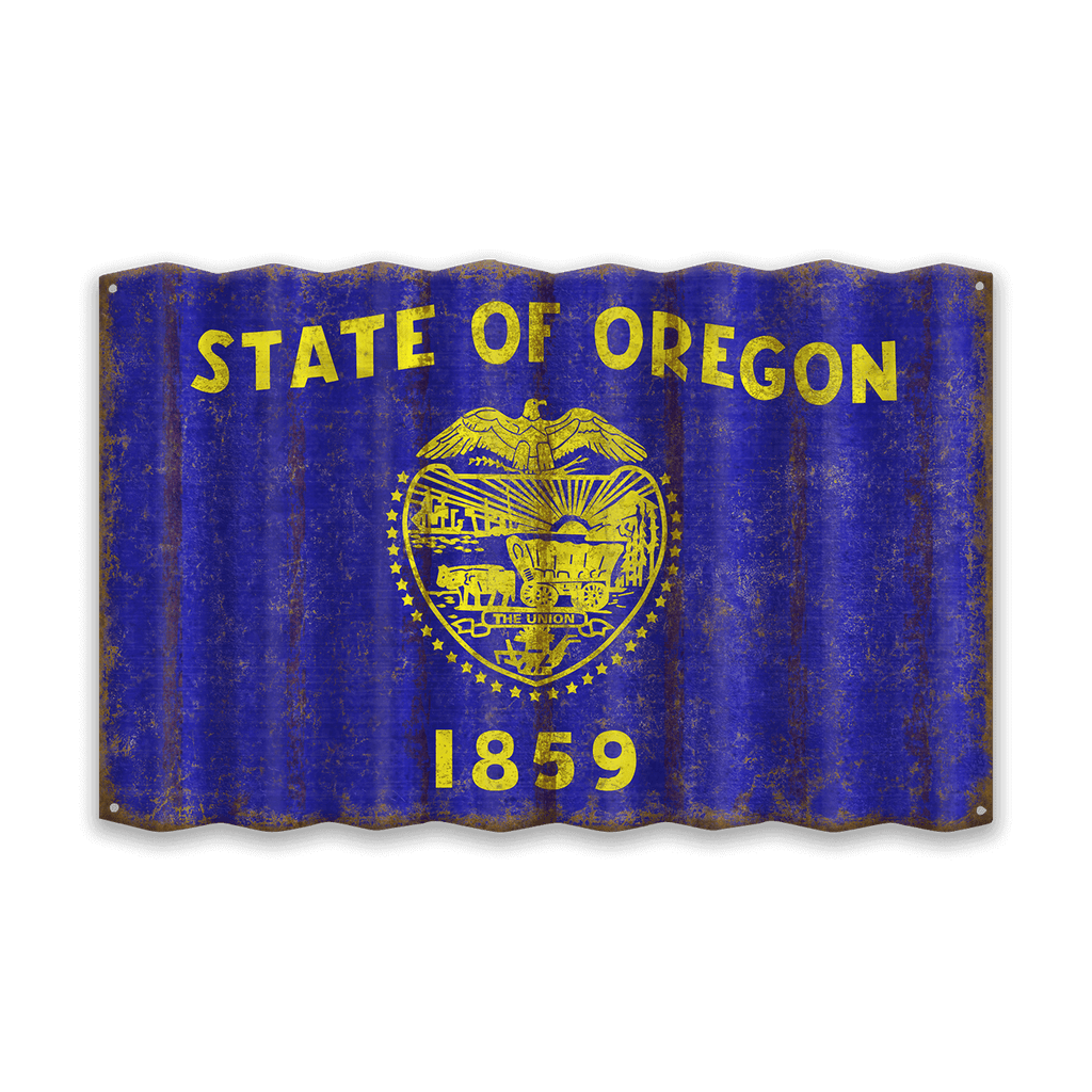 Oregon State Flag - Corrugated Metal Wall Art – Old Wood Signs
