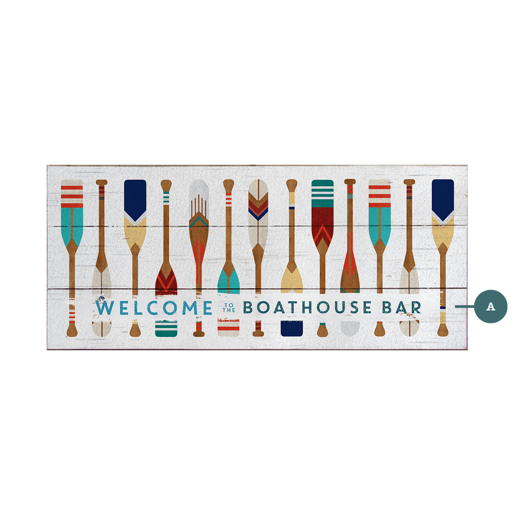 Oar Pattern Welcome Sign - Wood & Metal Wall Art – Old Wood Signs