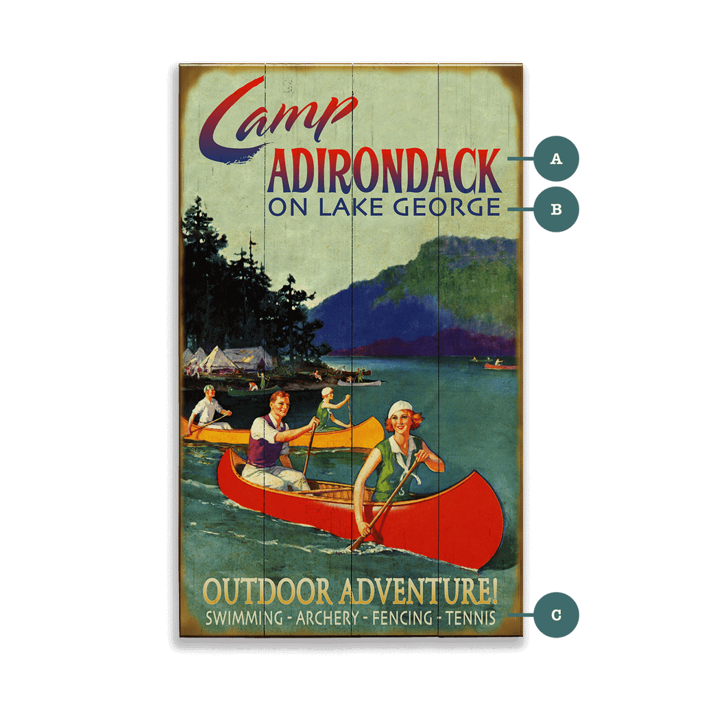 Adventure Awaits Camp Sign - Wood & Metal Wall Art – Old Wood Signs