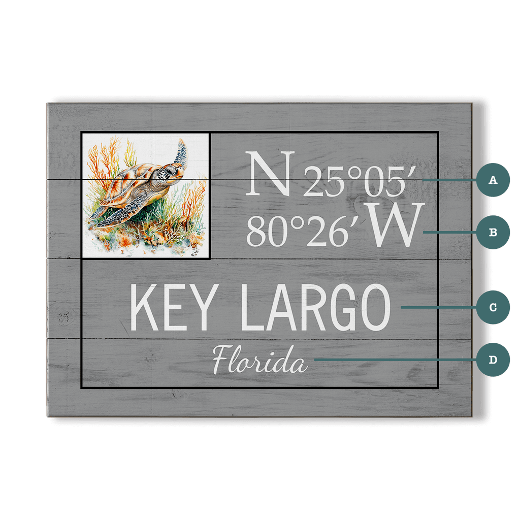Coastal Coordinate Grid: Gray Turtle - Wood & Metal Wall Art – Old Wood ...