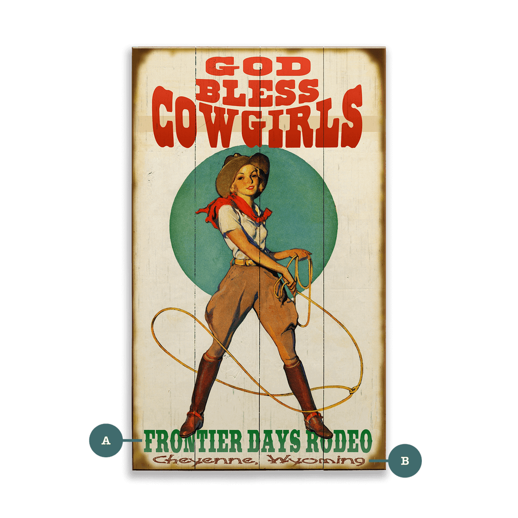God Bless Cowgirls - Wood & Metal Wall Art – Old Wood Signs