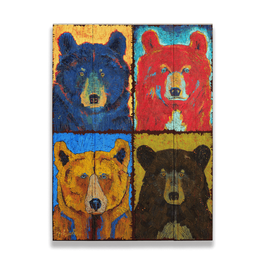 Bear Necessities: Bear Council Tetraptych - Wood Plank Wall Art – Old Wood Signs