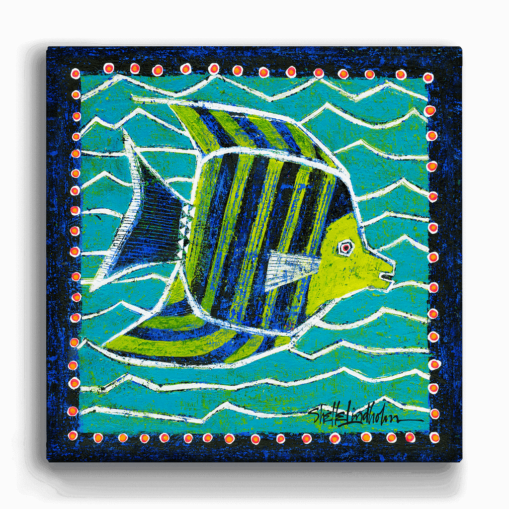 Green and Blue Angel Fish - Metal Box Art – Old Wood Signs