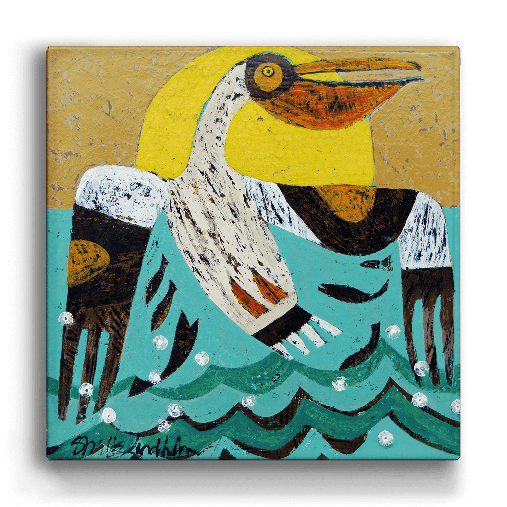 Pelican in the Abstract (1) - Metal Box Art – Old Wood Signs