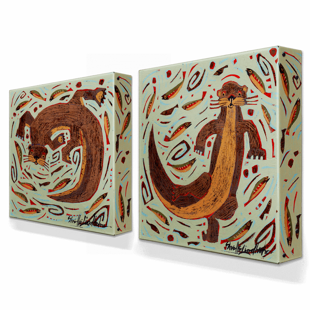 Otter Antics - Metal Box Art Set – Old Wood Signs