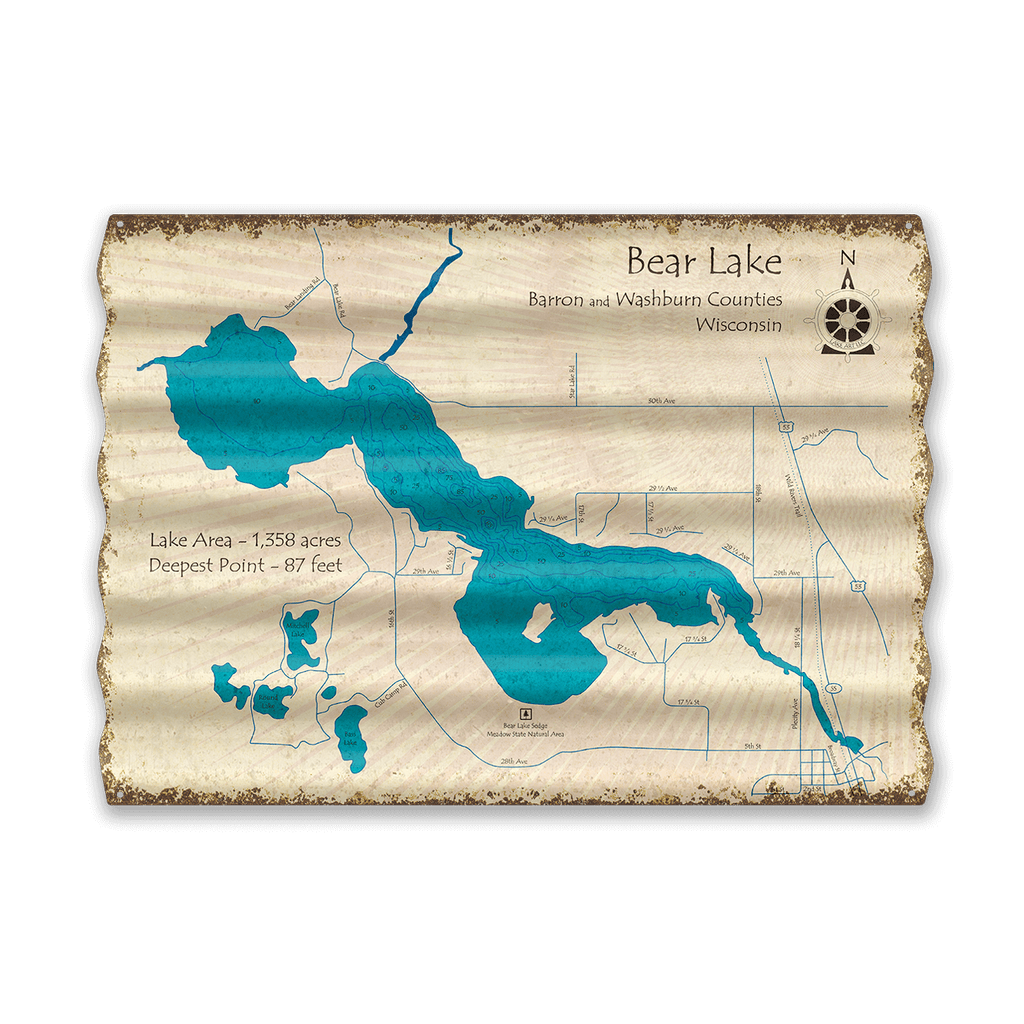 Bear Lake, Wisconsin - Corrugated Metal Wall Art – Old Wood Signs
