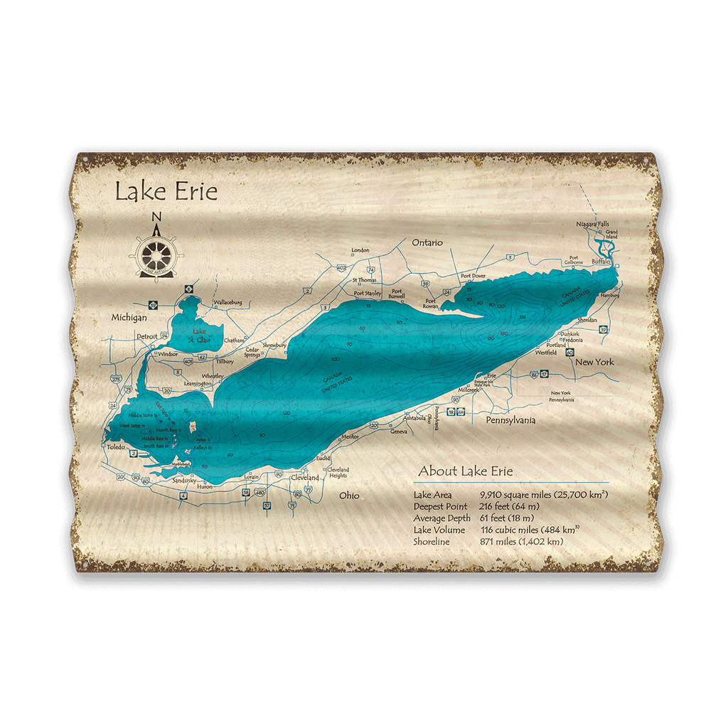 Lake Erie - Corrugated Metal Wall Art – Old Wood Signs