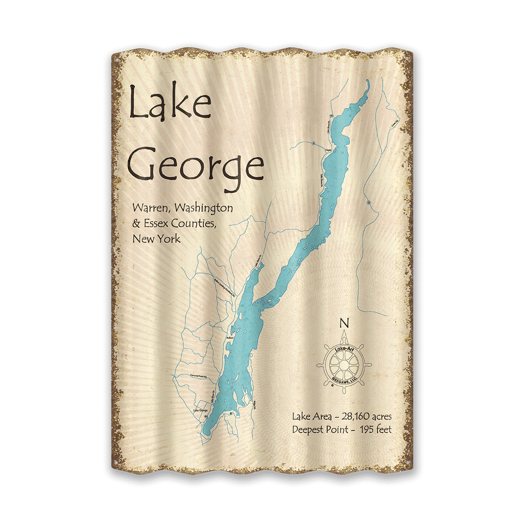 Lake George, New York - Corrugated Metal Wall Art – Old Wood Signs
