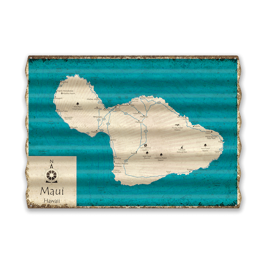 Maui, Hawaii - Corrugated Metal Wall Art – Old Wood Signs