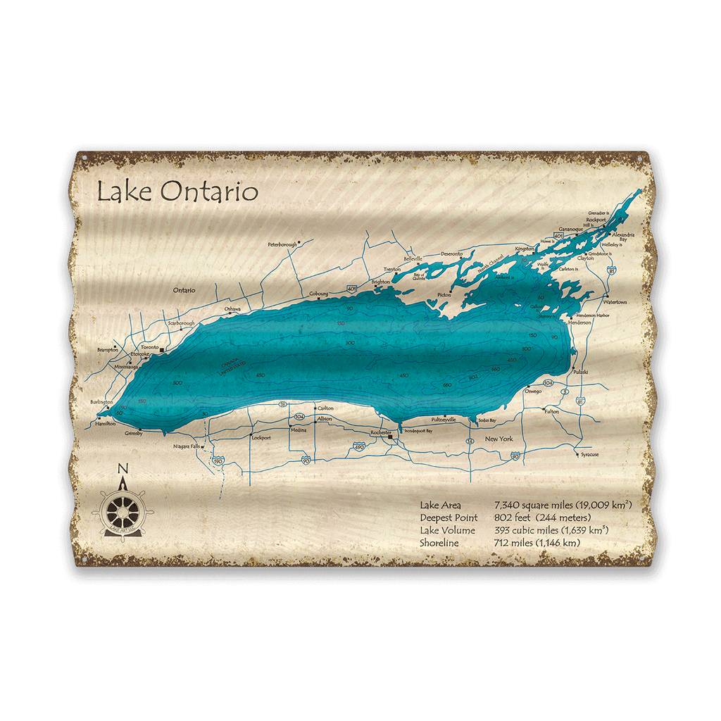 Lake Ontario - Corrugated Metal Wall Art – Old Wood Signs