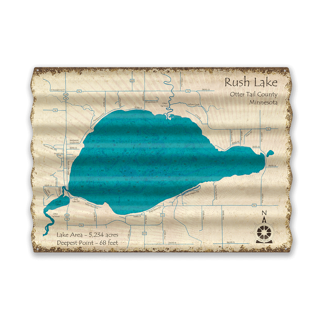 Rush Lake, Otter Tail Minnesota - Corrugated Metal Wall Art – Old Wood ...