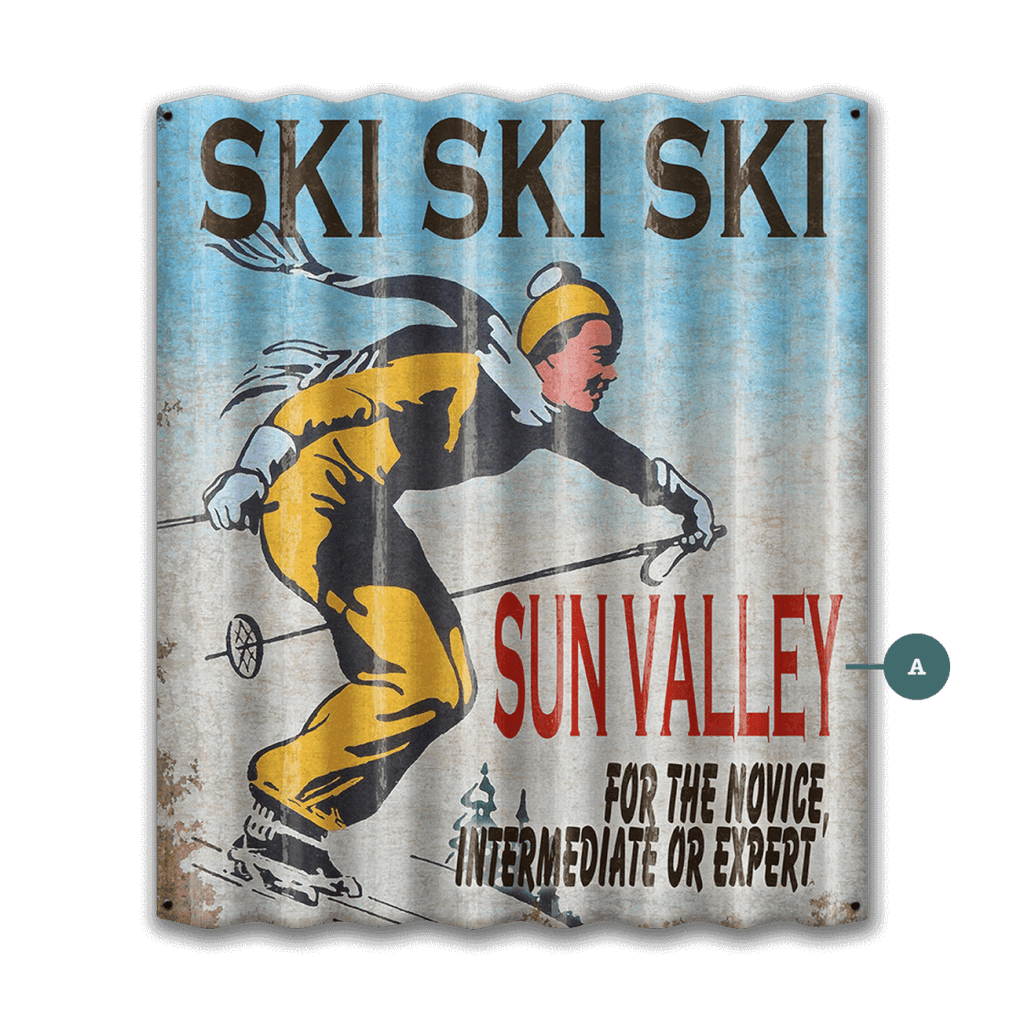 SKI SKI SKI - Corrugated Metal Wall Art – Old Wood Signs