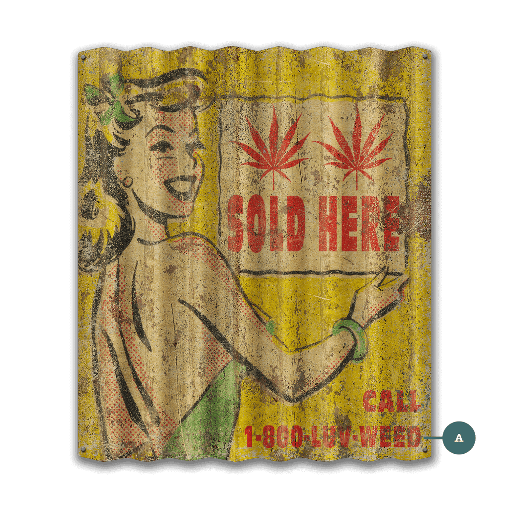 Weed Sold Here - Corrugated Metal Wall Art – Old Wood Signs