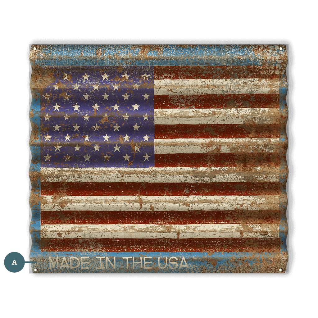 USA Flag - Corrugated Metal Wall Art – Old Wood Signs