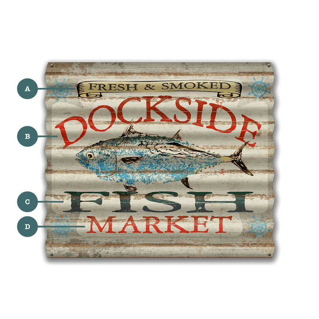 Dockside Fish Market - Corrugated Metal Wall Art – Old Wood Signs