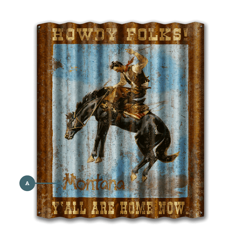 Howdy Folks Bronc Rider - Corrugated Metal Wall Art – Old Wood Signs