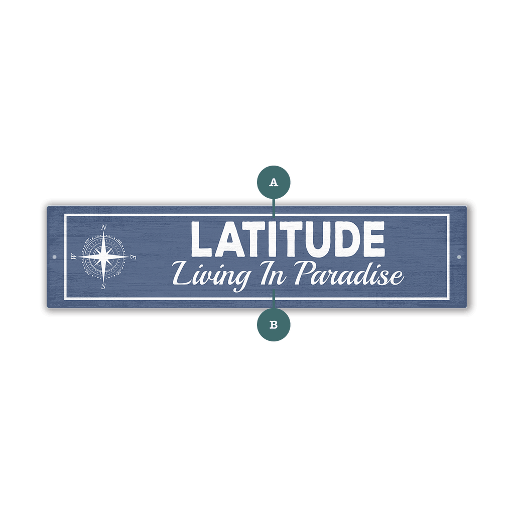Landmark Compass Coordinates Custom Signs: Nautical Blue - Wall Decor ...
