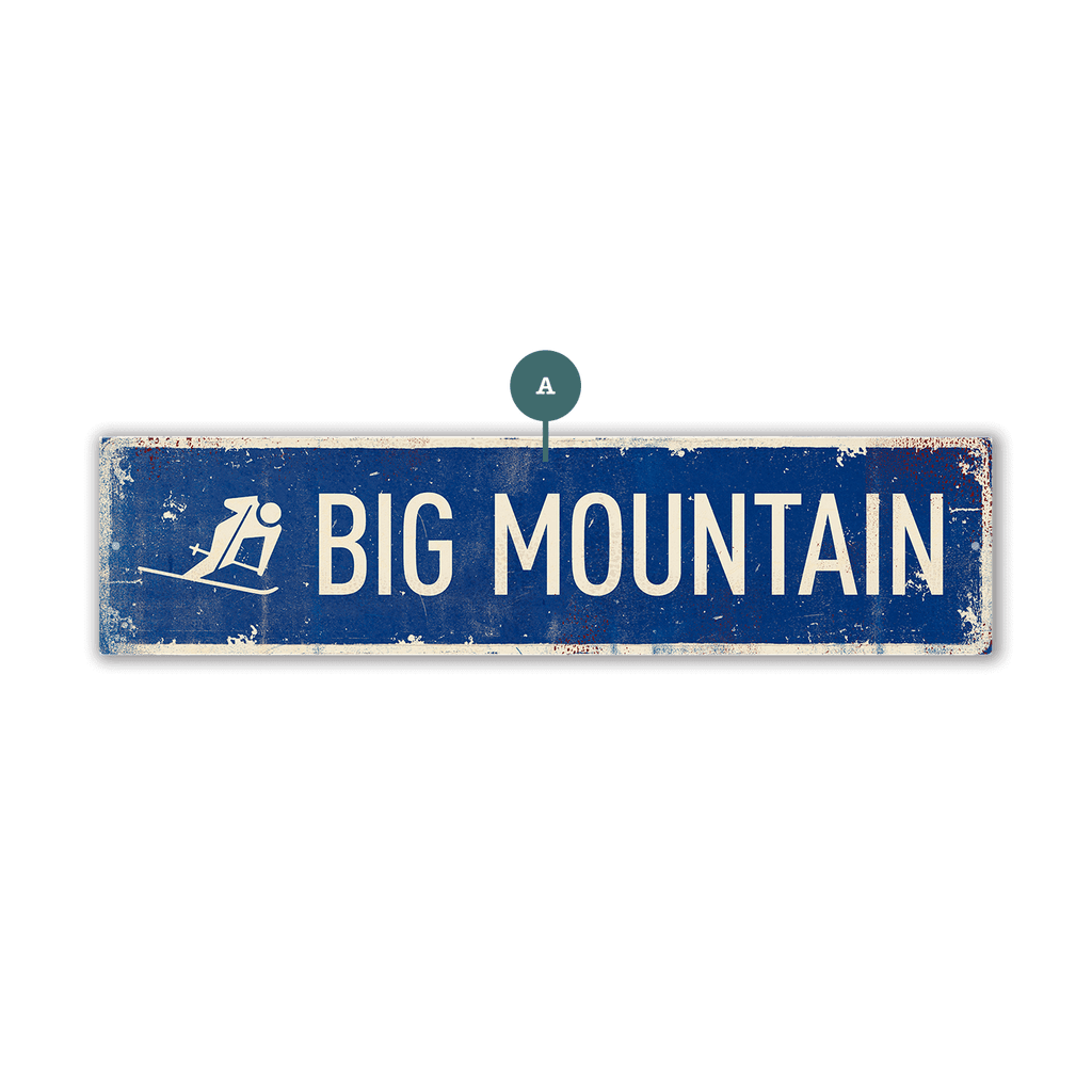 Landmark Skier Custom Signs: Blue 1 Line - Wall Decor – Old Wood Signs