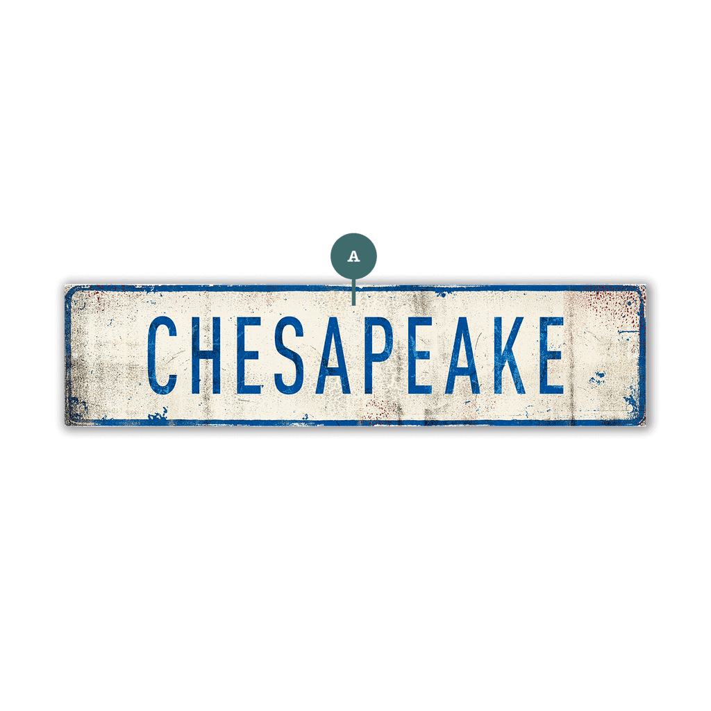 Landmark Classic Custom Signs: Blue Text 1 - Wall Decor – Old Wood Signs