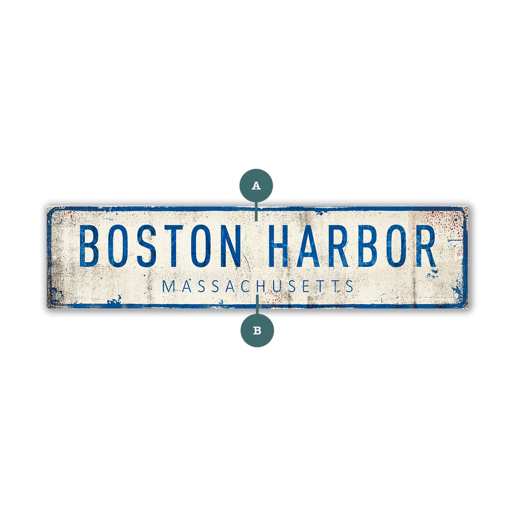Landmark Classic Custom Signs: Blue Text 2 - Wall Decor – Old Wood Signs
