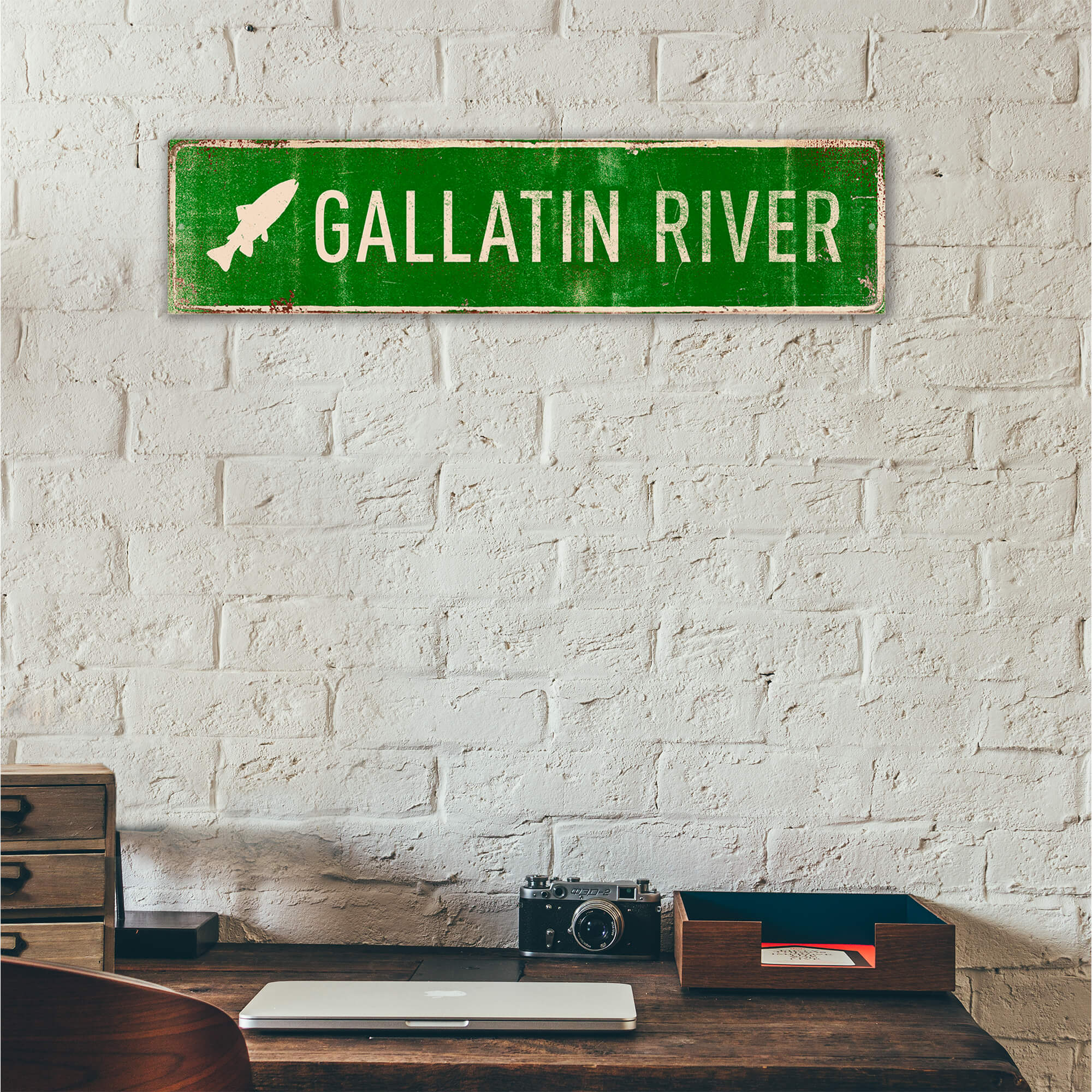 Landmark Fish Custom Signs: Green - Wall Decor – Old Wood Signs