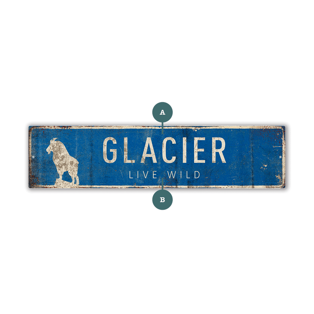 Landmark Mountain Goat Custom Signs: Blue 2 - Wall Decor – Old Wood Signs