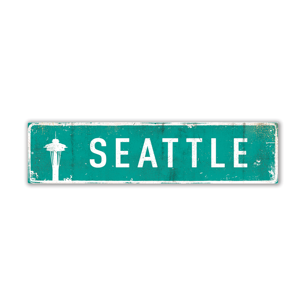 Landmark Space Needle Signs: Teal 1 - Wall Decor – Old Wood Signs
