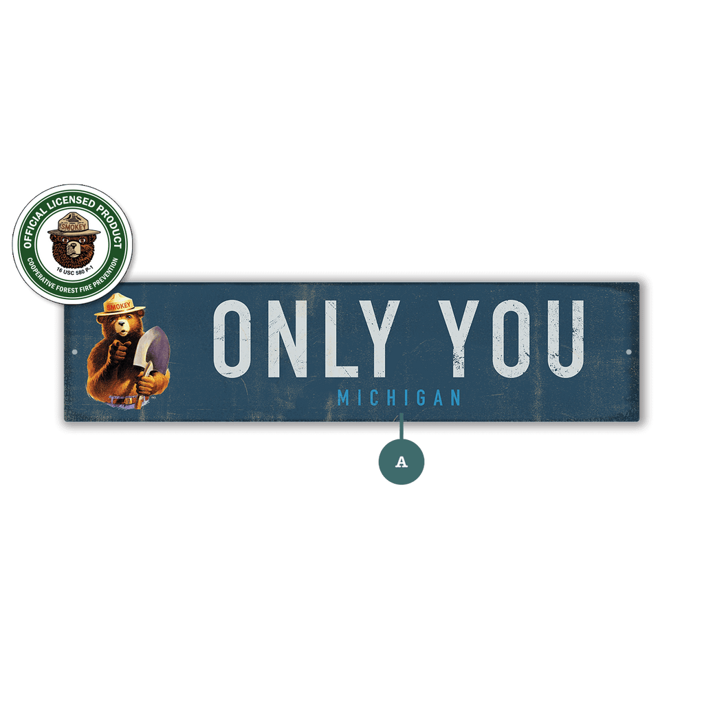Smokey Bear 1985 Only You: Blue Landmark - Wall Decor – Old Wood Signs