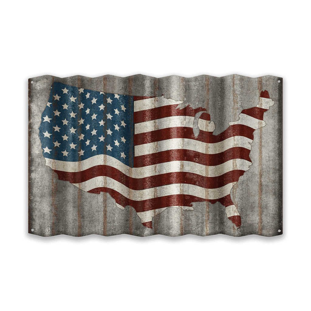 USA Map - Corrugated Metal Wall Art – Old Wood Signs