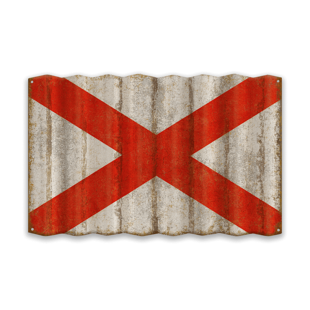 Alabama State Flag - Corrugated Metal Wall Art – Old Wood Signs
