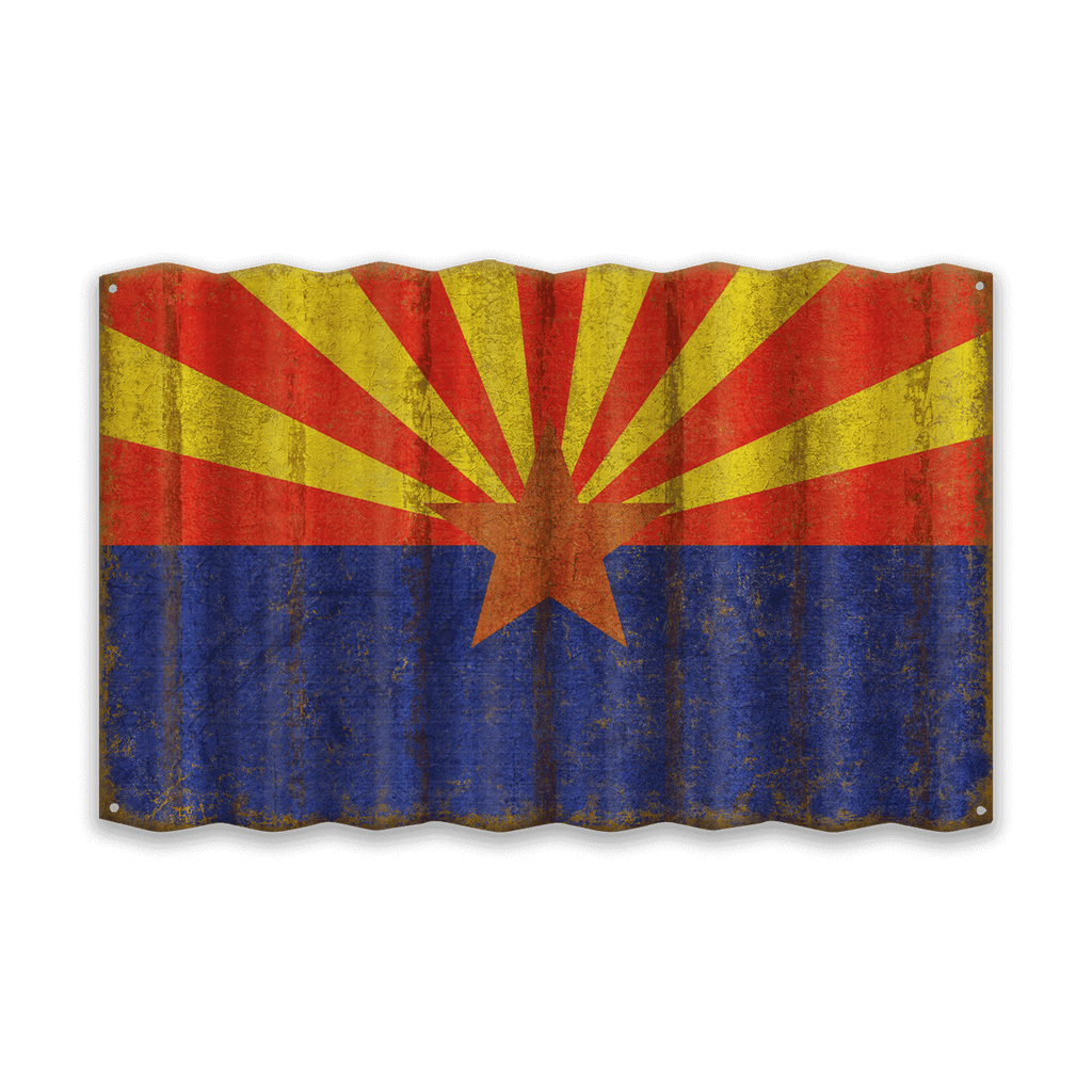Arizona State Flag - Corrugated Metal Wall Art – Old Wood Signs
