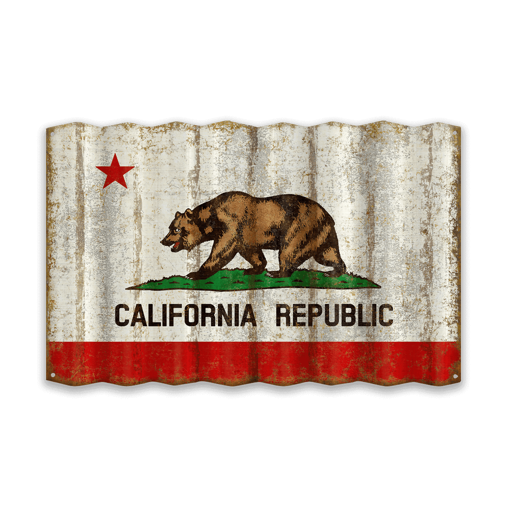 California State Flag - Corrugated Metal Wall Art – Old Wood Signs