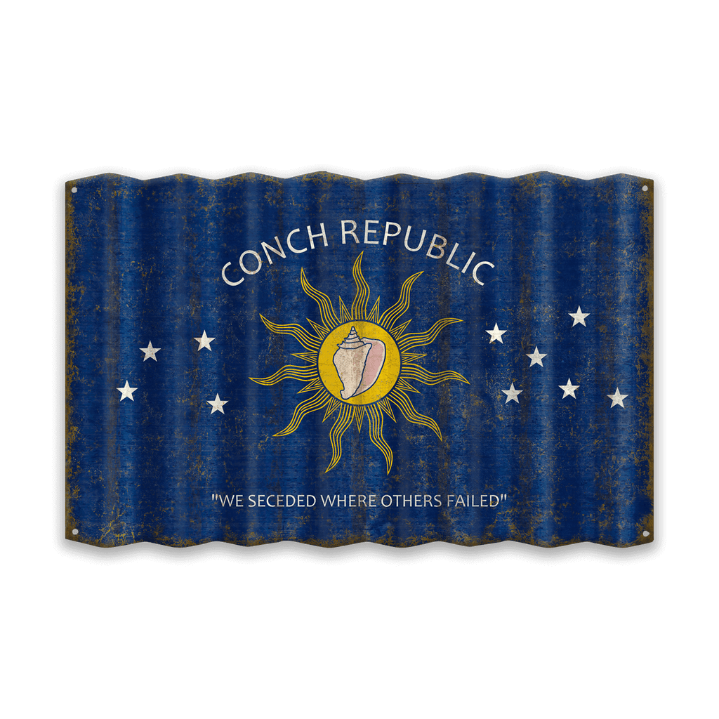 Conch Republic Flag - Corrugated Metal Wall Art – Old Wood Signs