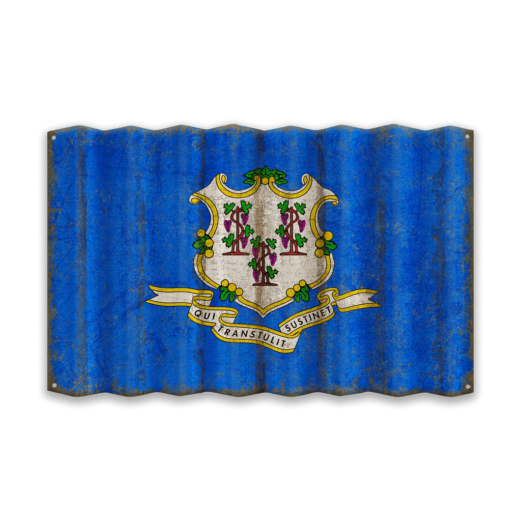Connecticut State Flag - Corrugated Metal Wall Art – Old Wood Signs