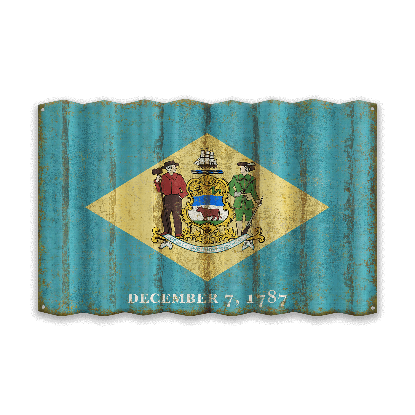Delaware State Flag - Corrugated Metal Wall Art – Old Wood Signs