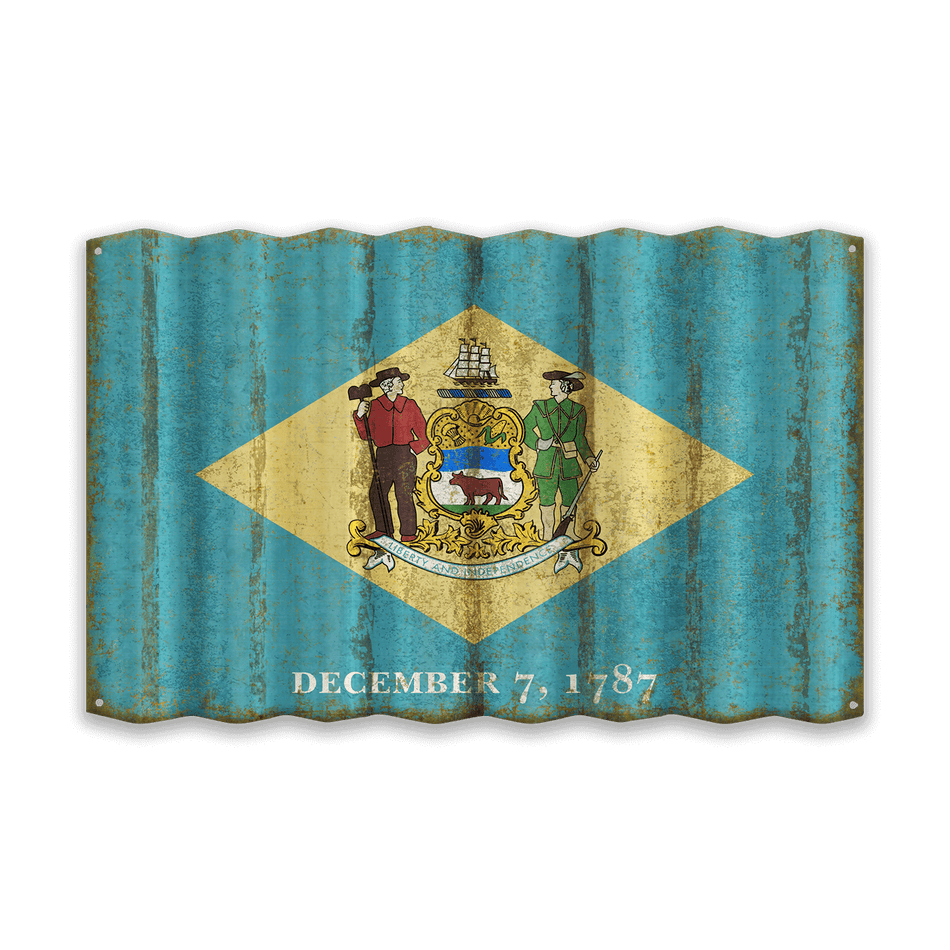 Delaware State Flag - Corrugated Metal Wall Art – Old Wood Signs