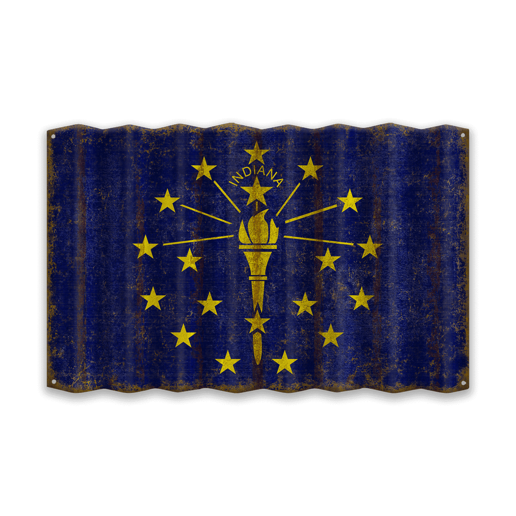 Indiana State Flag - Corrugated Metal Wall Art – Old Wood Signs