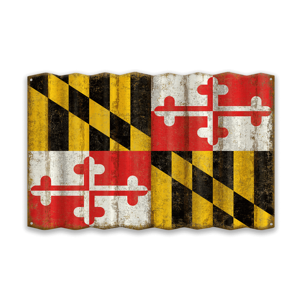 Maryland State Flag - Corrugated Metal Wall Art – Old Wood Signs