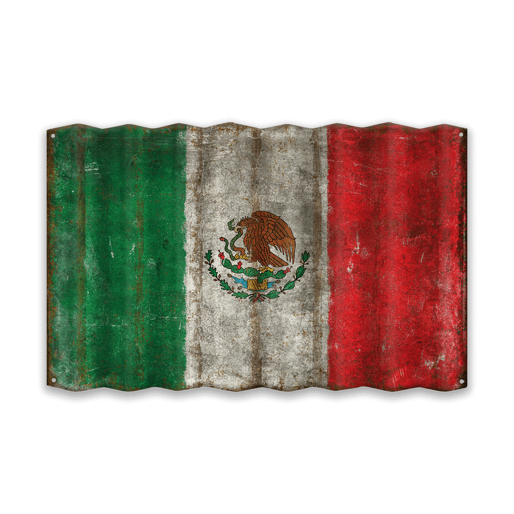 Mexican Flag - Corrugated Metal Wall Art – Old Wood Signs