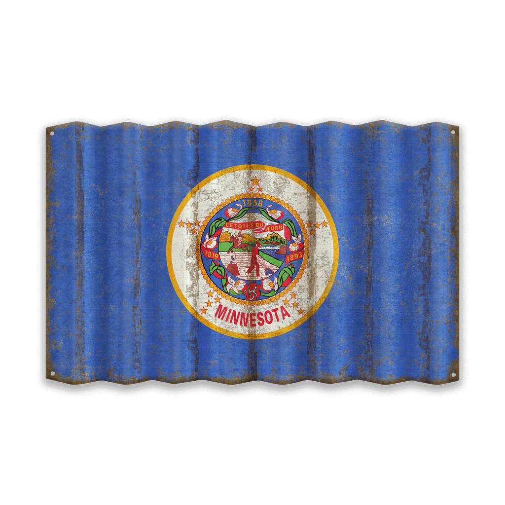 Minnesota State Flag - Corrugated Metal Wall Art – Old Wood Signs