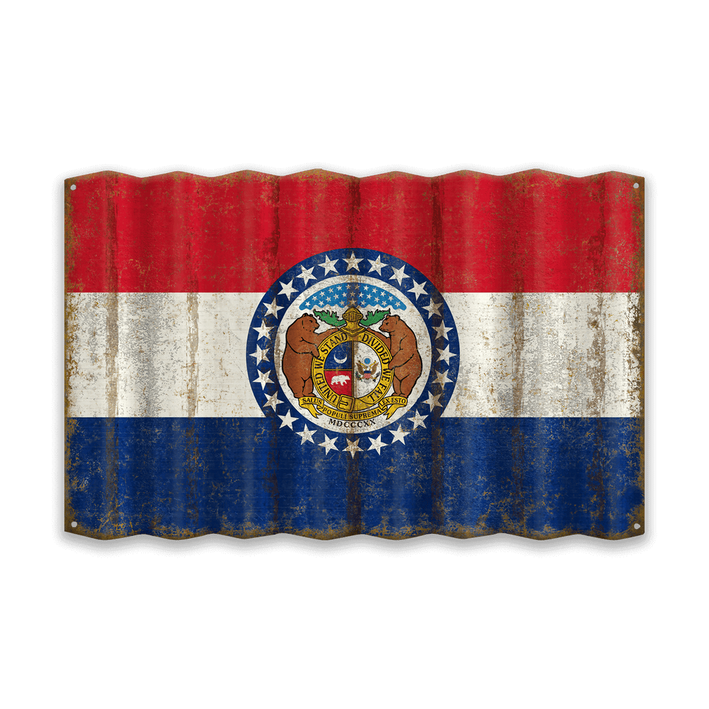Missouri State Flag - Corrugated Metal Wall Art – Old Wood Signs