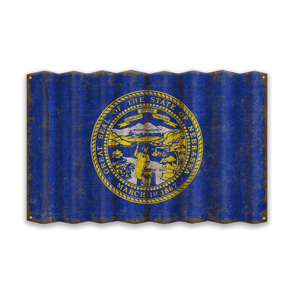Nebraska State Flag - Corrugated Metal Wall Art – Old Wood Signs