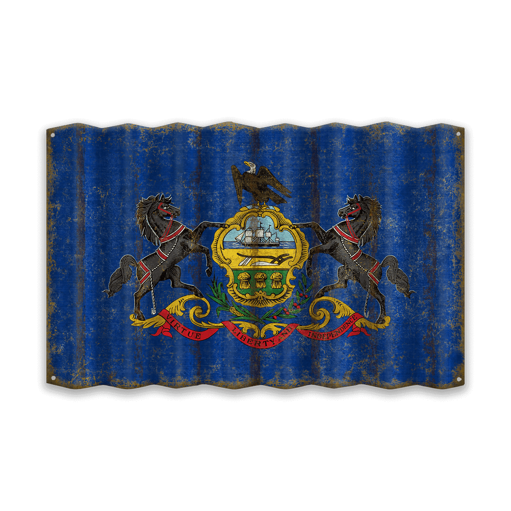 Pennsylvania State Flag - Corrugated Metal Wall Art – Old Wood Signs