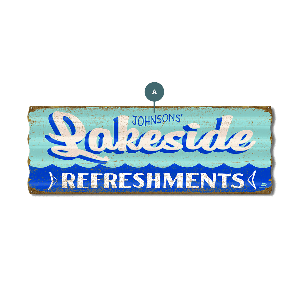 Lakeside Refreshments - Corrugated Metal Wall Art – Old Wood Signs