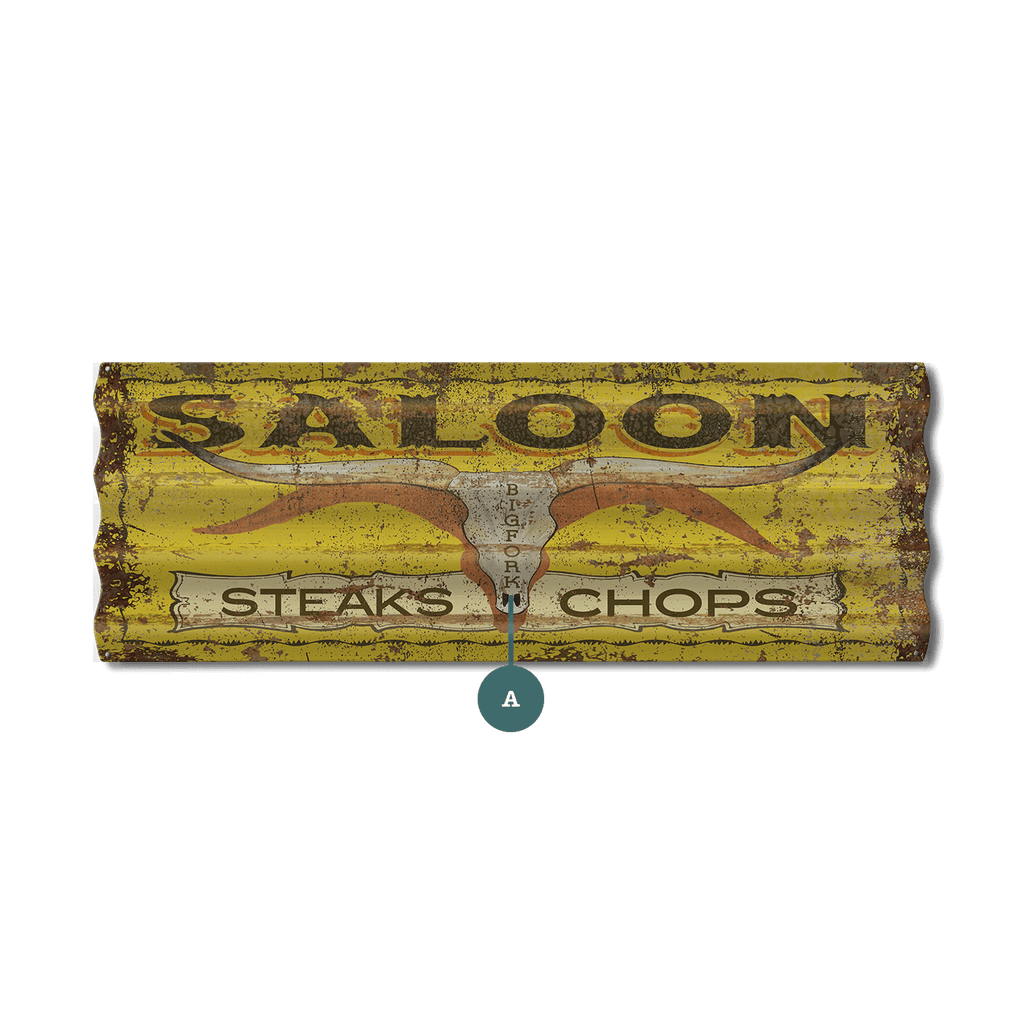 Saloon, Steaks and Chops - Corrugated Metal Wall Art – Old Wood Signs