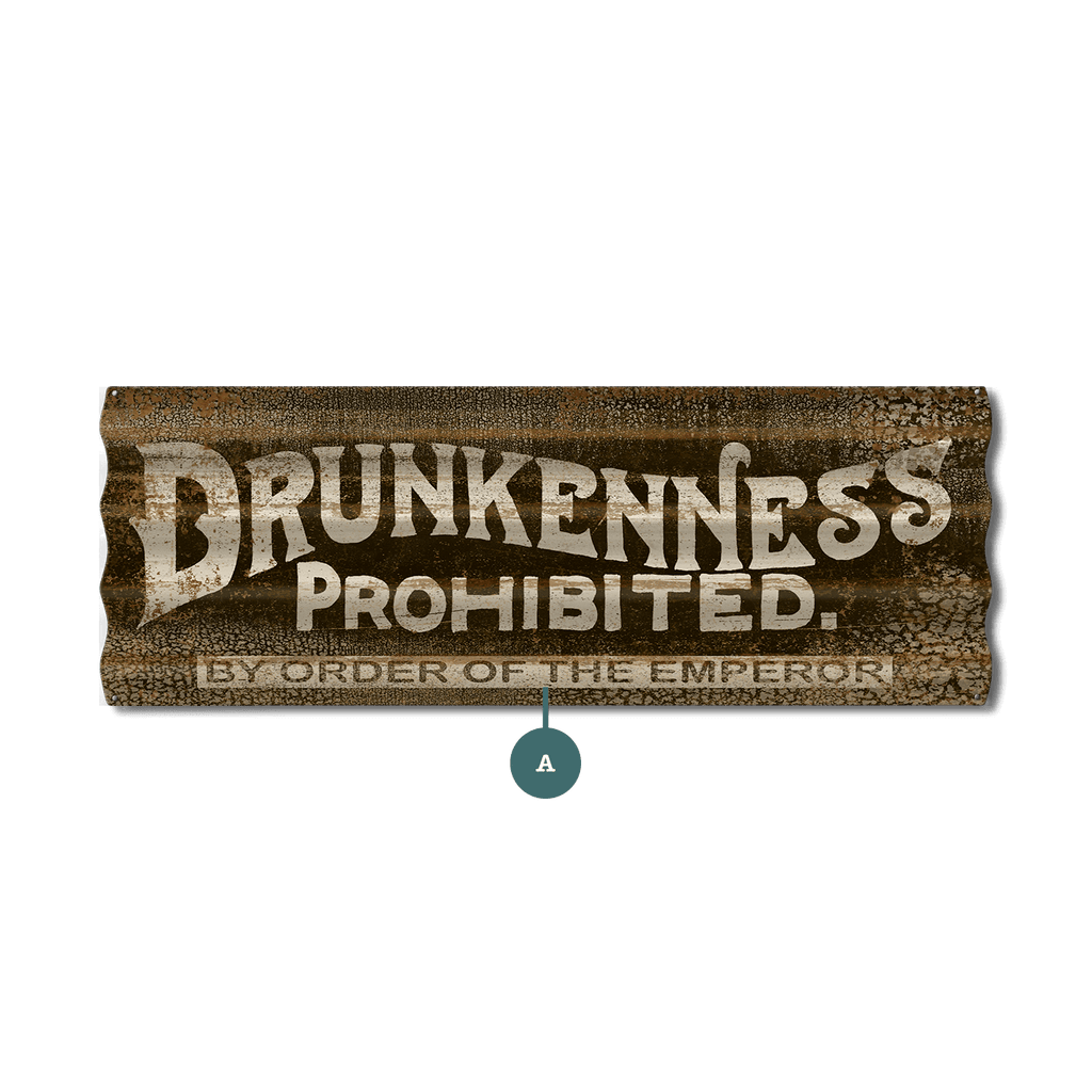 Drunkenness Prohibited - Corrugated Metal Wall Art – Old Wood Signs