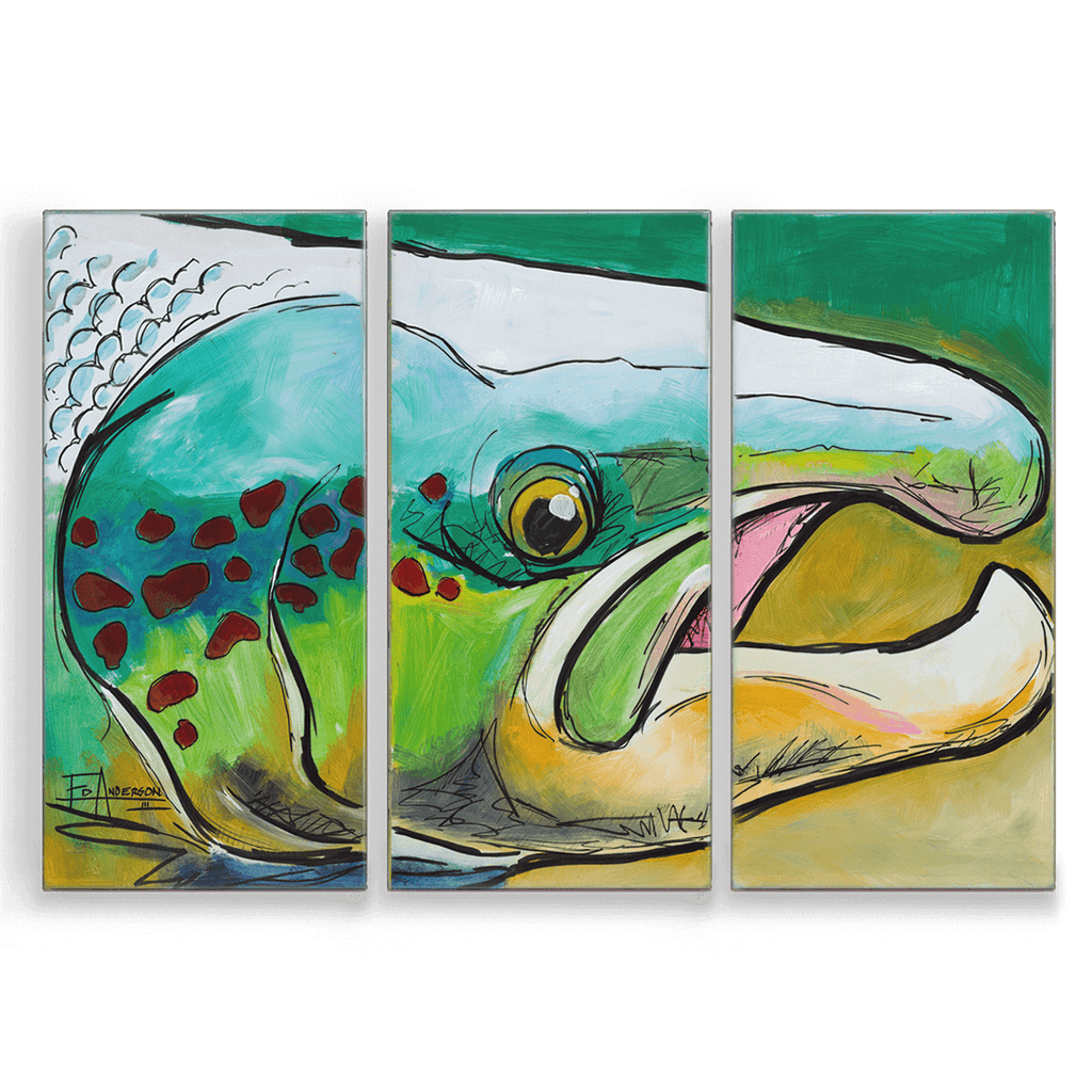 Atlantic Buck Salmon: 3-Piece Metal Box Art – Old Wood Signs