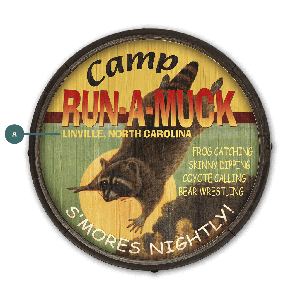 Camp Run-a-Muck - Barrel End Wall Art – Old Wood Signs