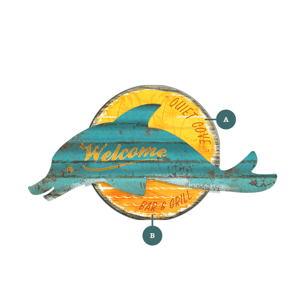 Coastal Metal Dolphin Welcome Sign – Old Wood Signs